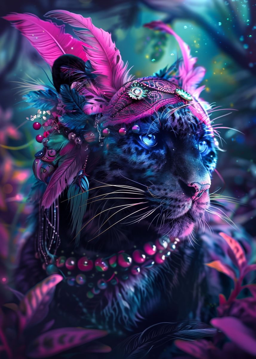 'The Enchanted Panther' Poster, picture, metal print, paint by ...