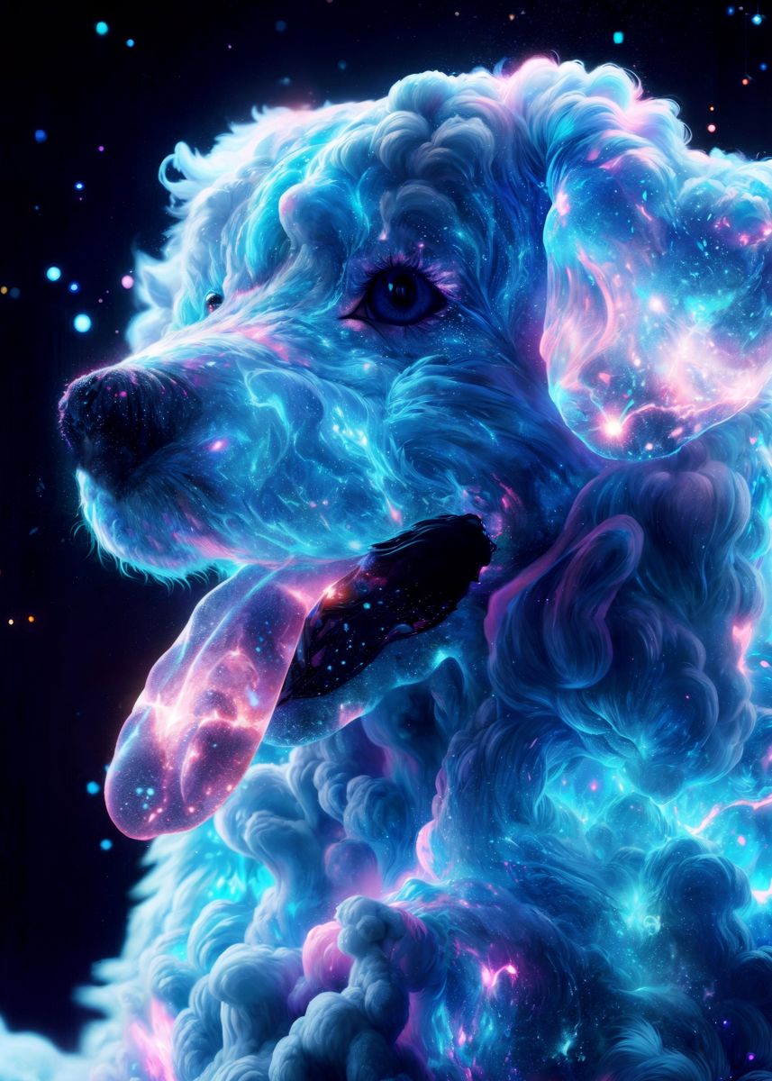 'Cosmic dog' Poster, picture, metal print, paint by HyperArt | Displate