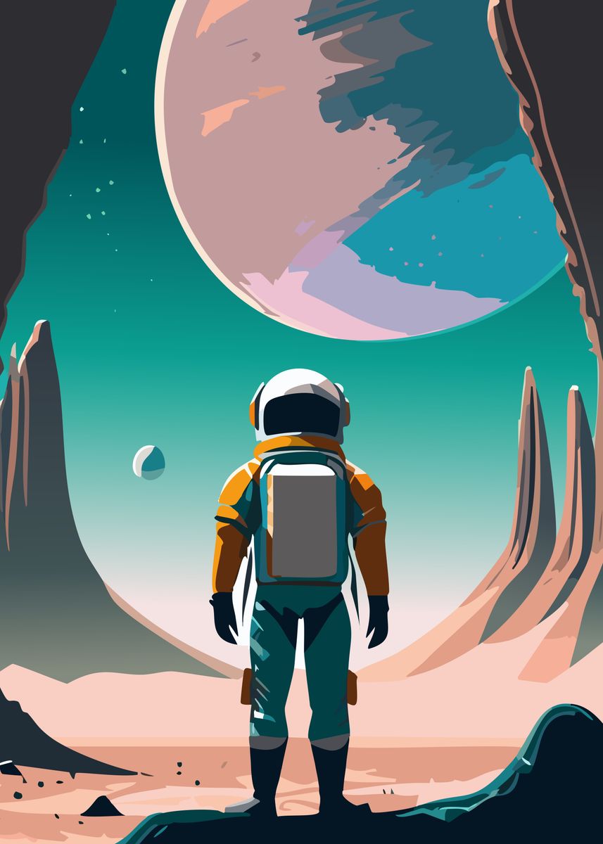 'Astronaut on Alien World' Poster, picture, metal print, paint by Greg ...