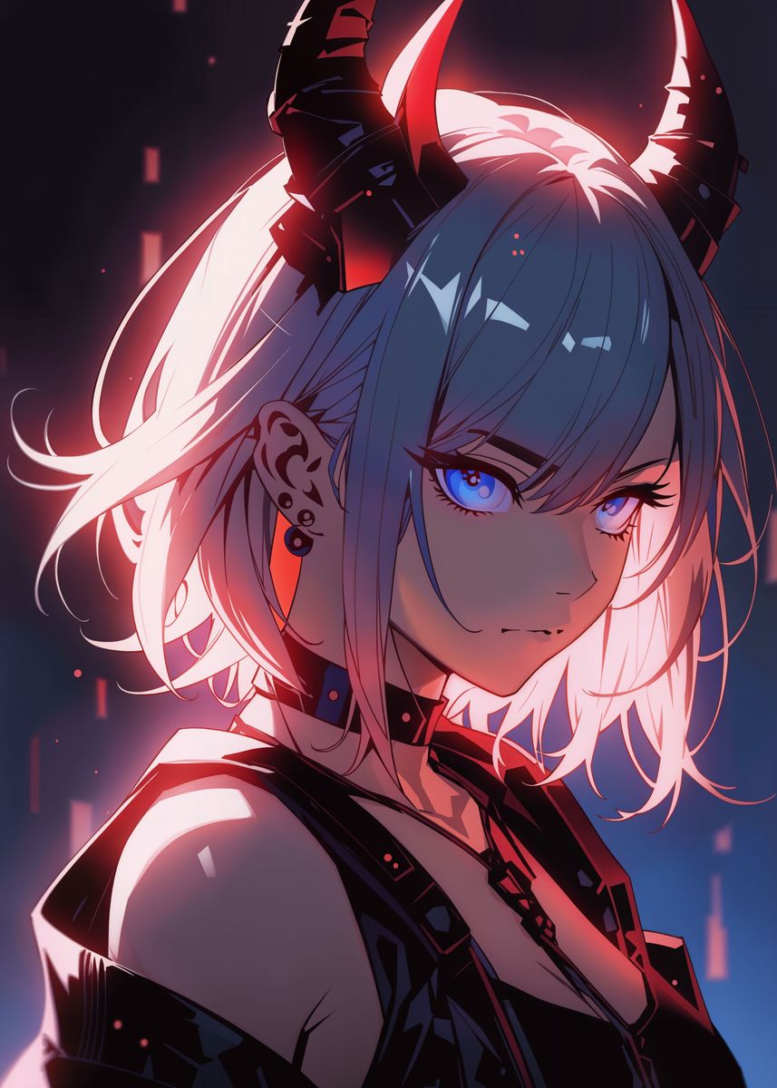 'Demonic Anime Girl' Poster, picture, metal print, paint by Lukasz ...