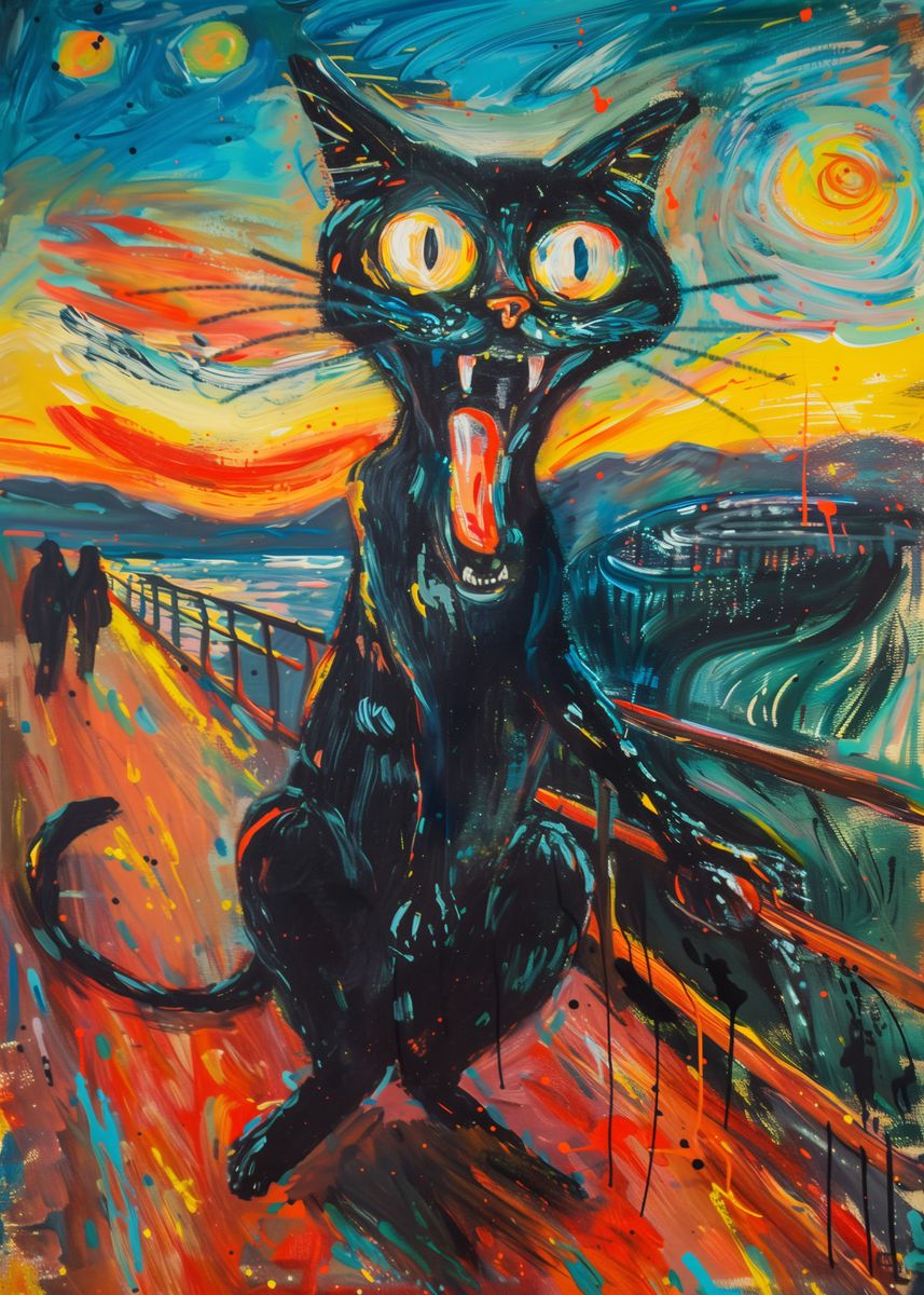 'The Scream Cat' Poster, picture, metal print, paint by GoodLifeImages ...