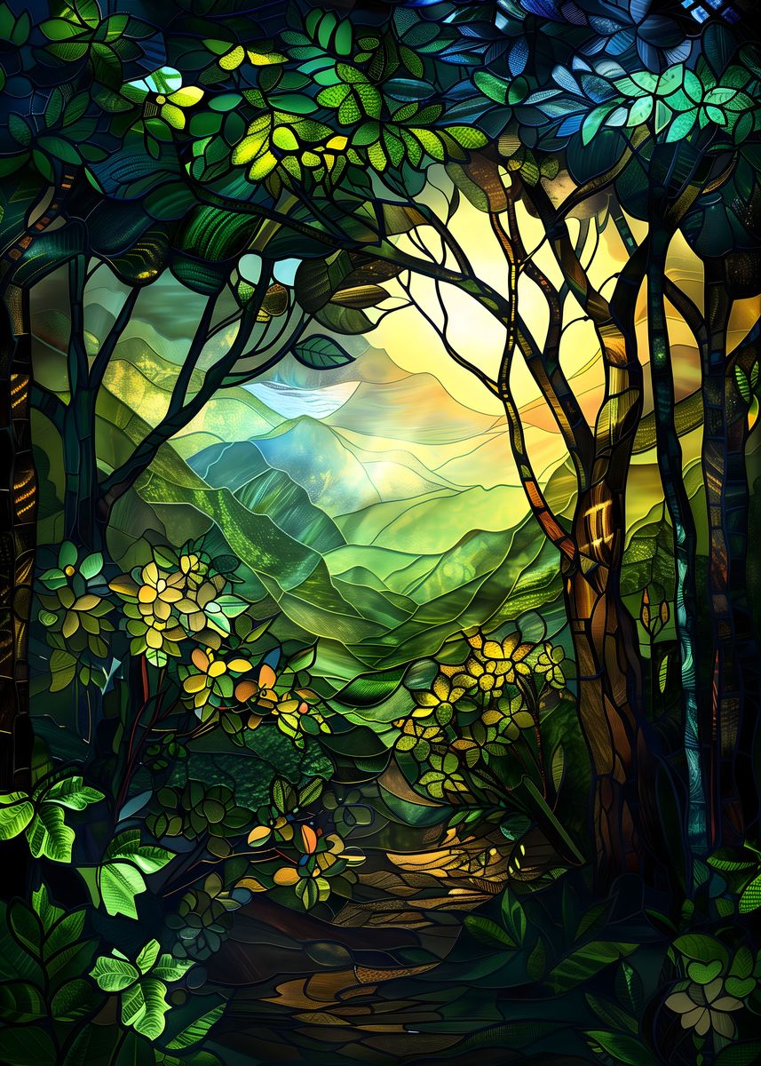 'Enchanted Forest Vista' Poster, picture, metal print, paint by Dennex ...