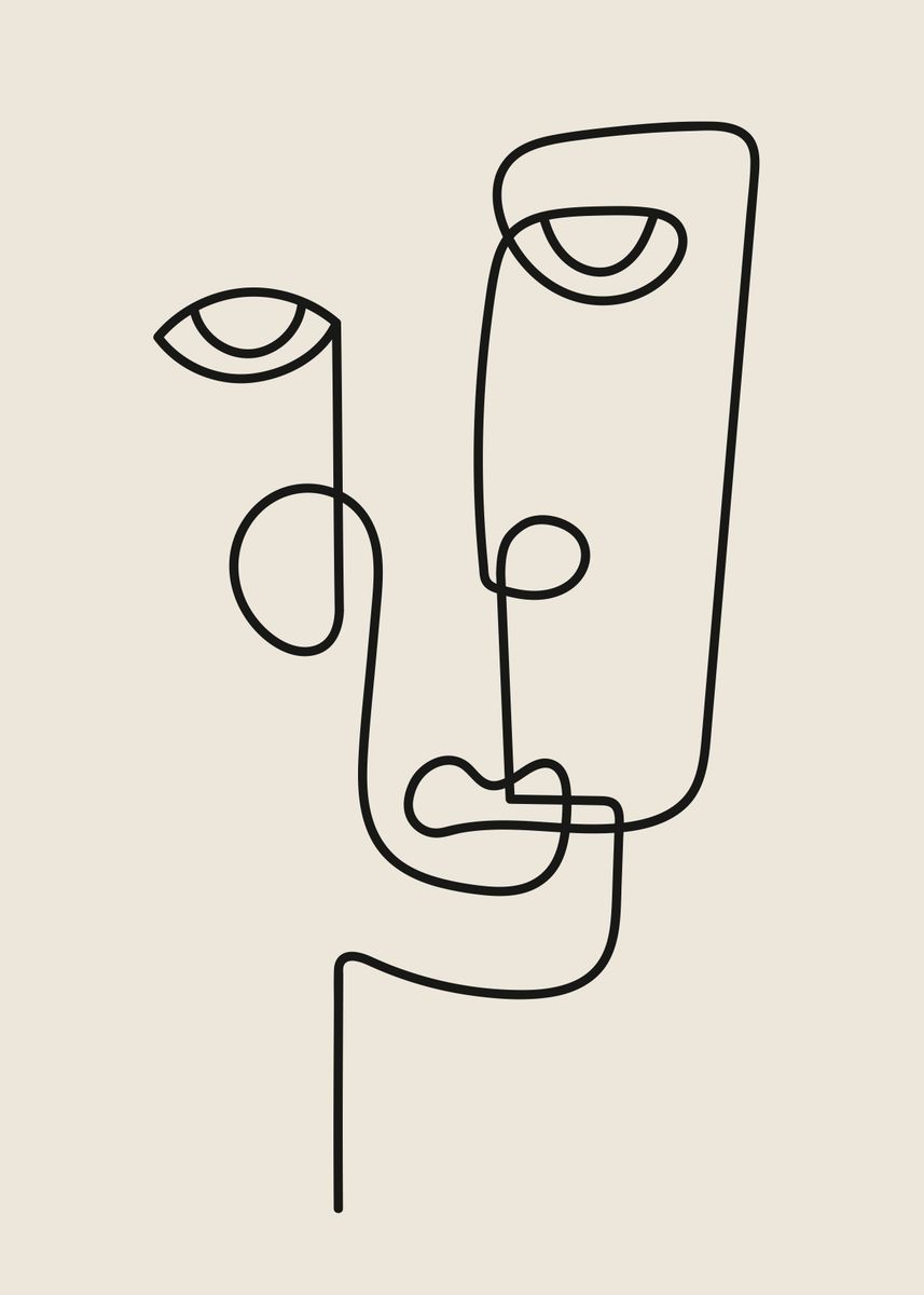 'Sad Woman Face line art' Poster, picture, metal print, paint by Human ...