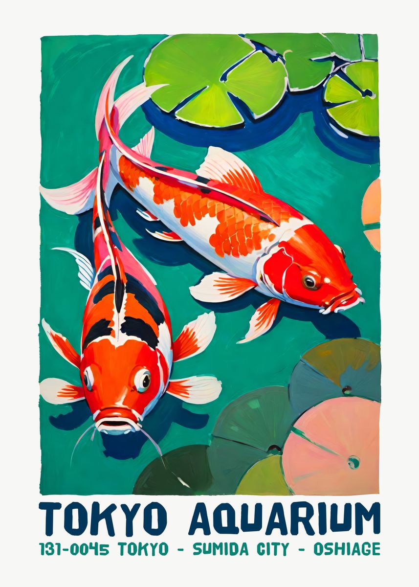 'Koi Fish Aquarium Poster' Poster, picture, metal print, paint by ...