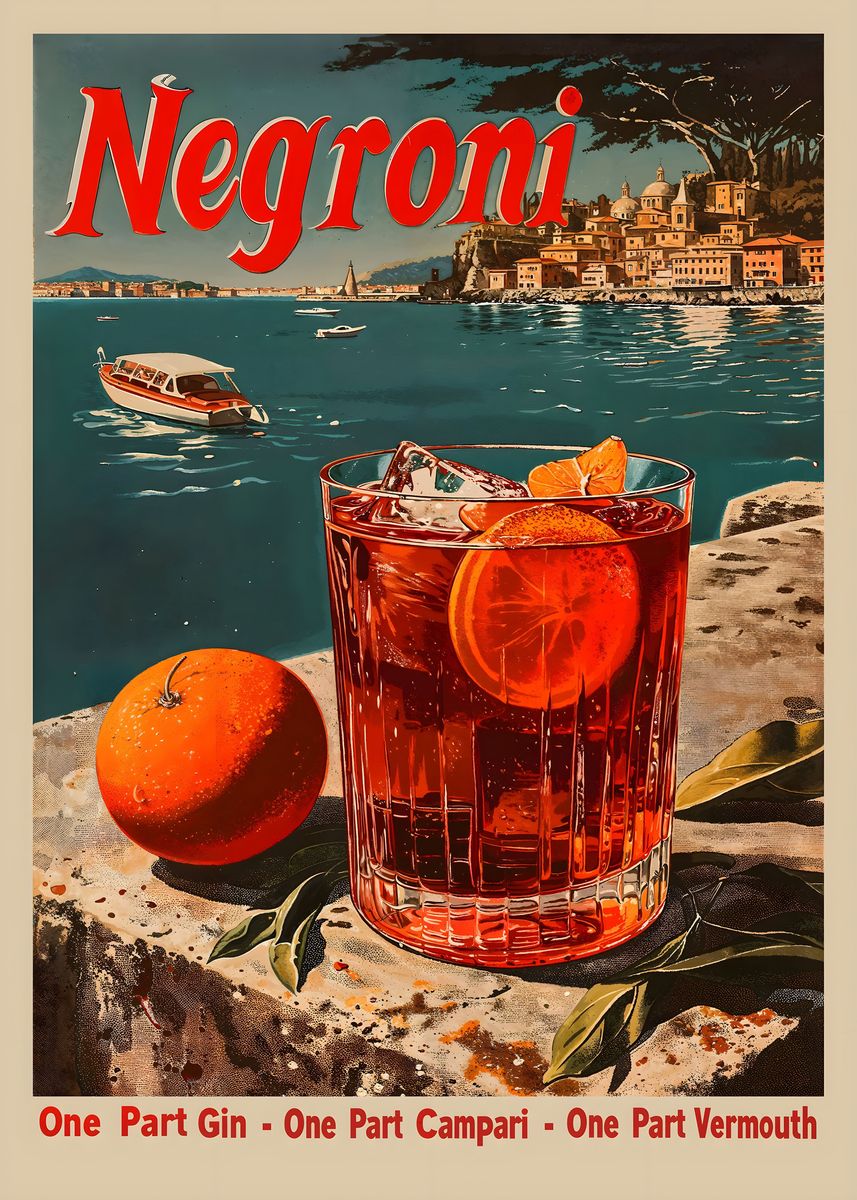 'Classic Negroni Cocktail' Poster, picture, metal print, paint by Oyen ...
