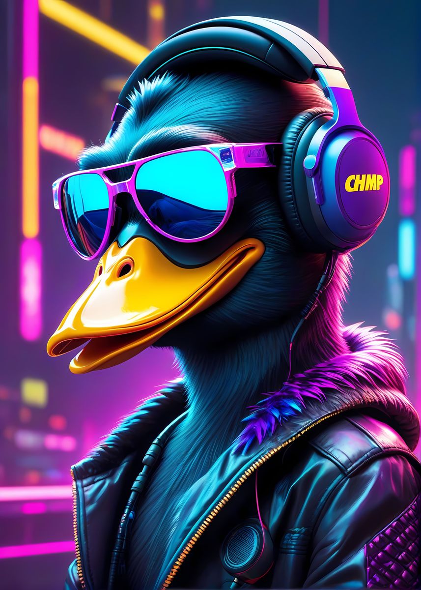 'Duck Neon' Poster, picture, metal print, paint by Imagination Gallery ...