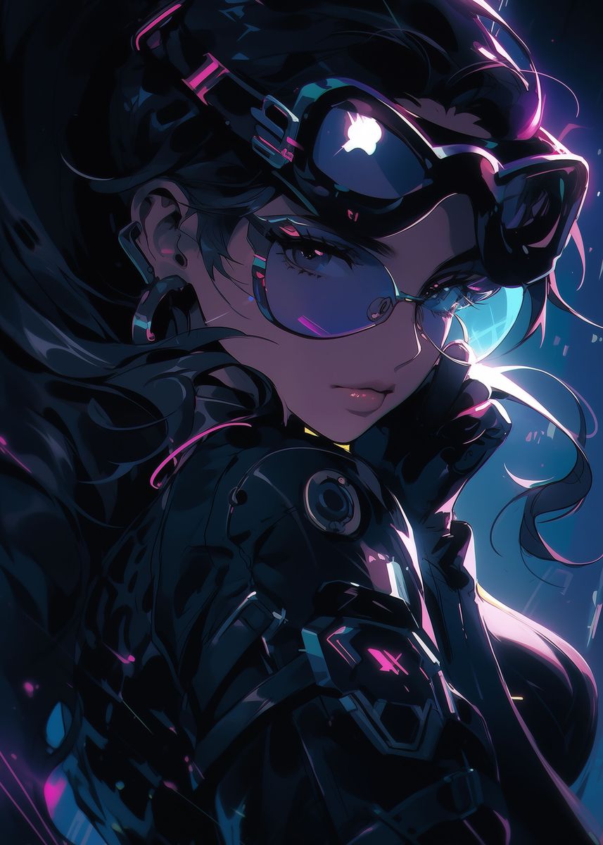 'Futuristic Neon Girl' Poster, picture, metal print, paint by David ...