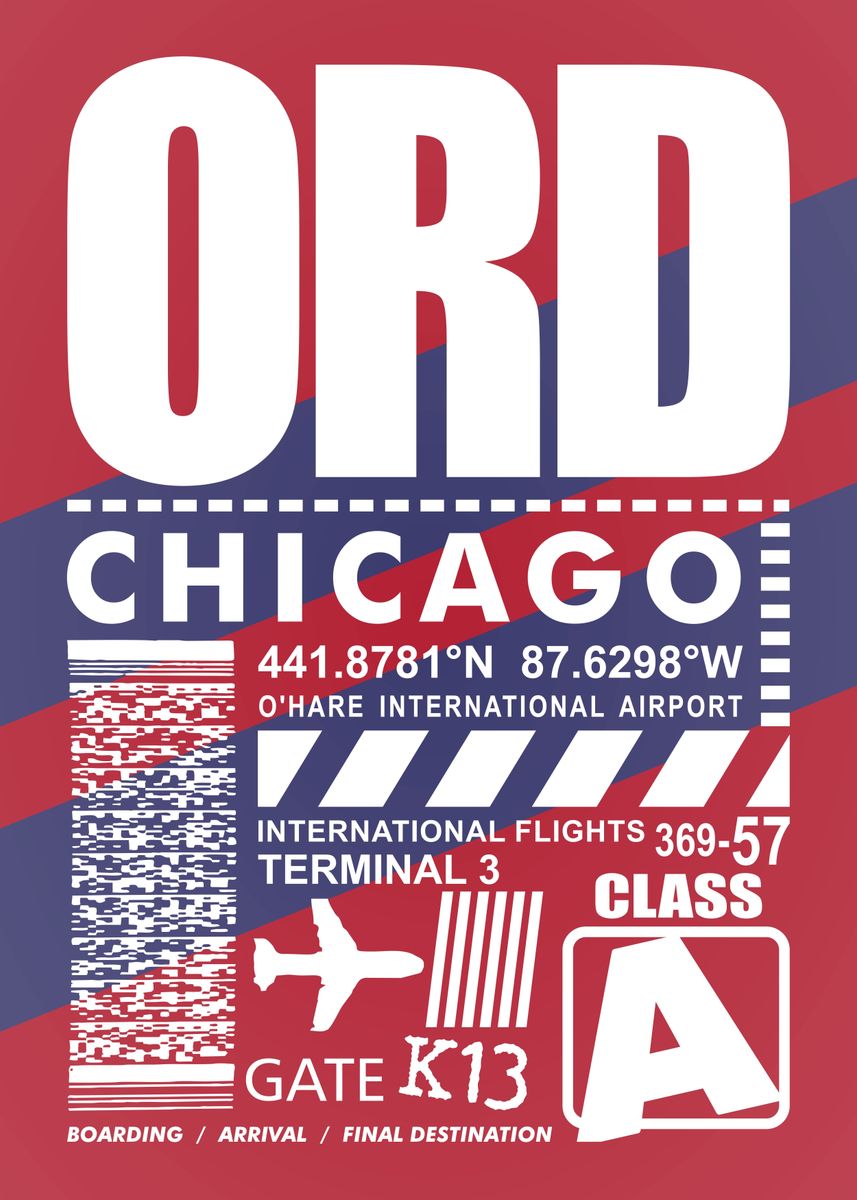 'ORD Chicago Airport' Poster, picture, metal print, paint by ALMA ...