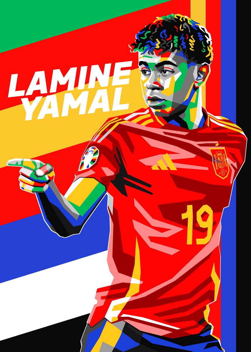 'Lamine Yamal' Poster, picture, metal print, paint by Andi Permana ...