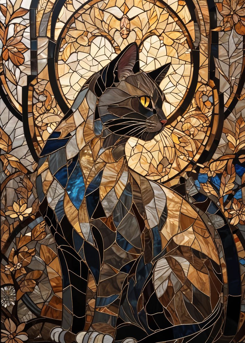'Kintsugi Black Cat' Poster, picture, metal print, paint by Tae Hyun ...