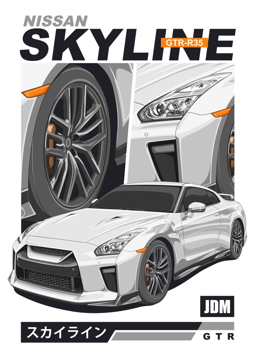 'NISSAN GTR R35' Poster, picture, metal print, paint by Muezzahero ...