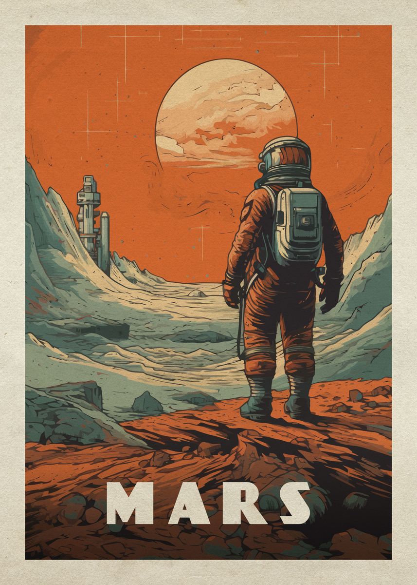 'Mars colony astronaut' Poster, picture, metal print, paint by ...