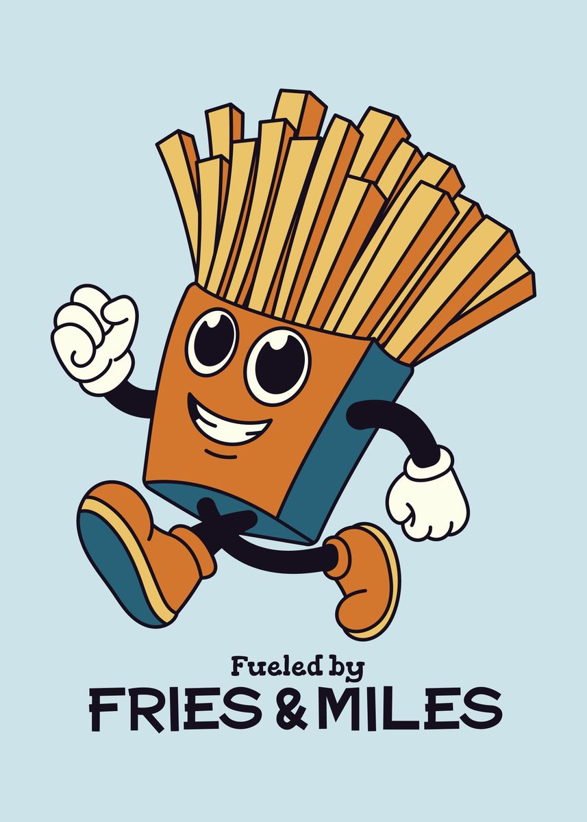 'Fry Run Fun' Poster, picture, metal print, paint by taofik merchsigns ...