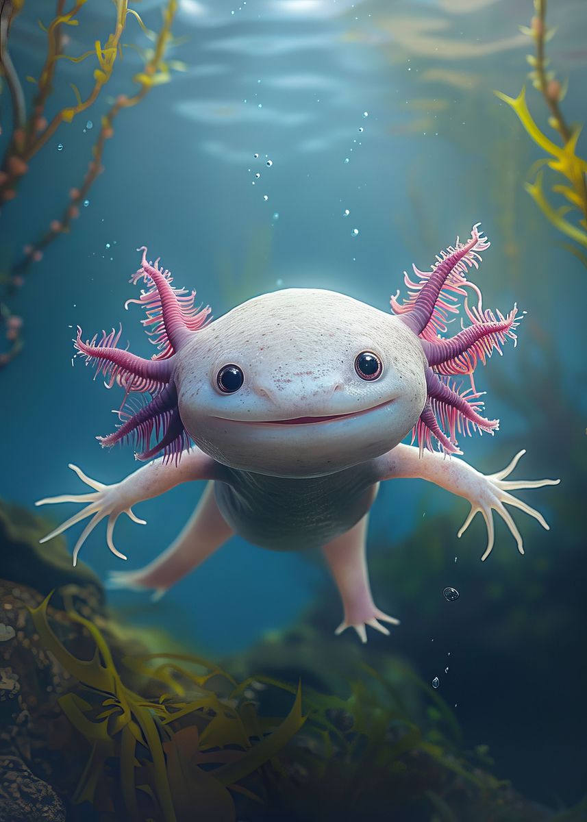 'Axolotl' Poster, picture, metal print, paint by Henning Seiffert ...