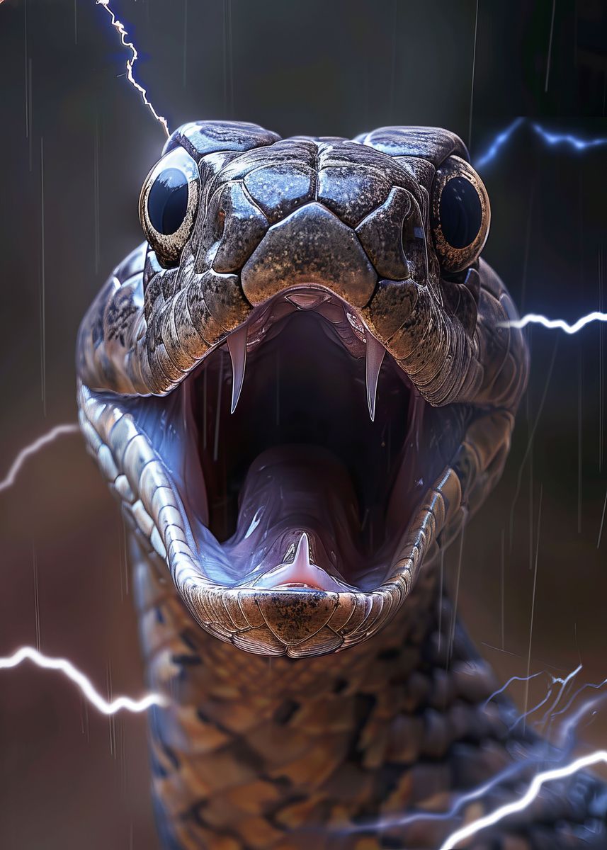 'Snake Lightning' Poster, picture, metal print, paint by Henning ...