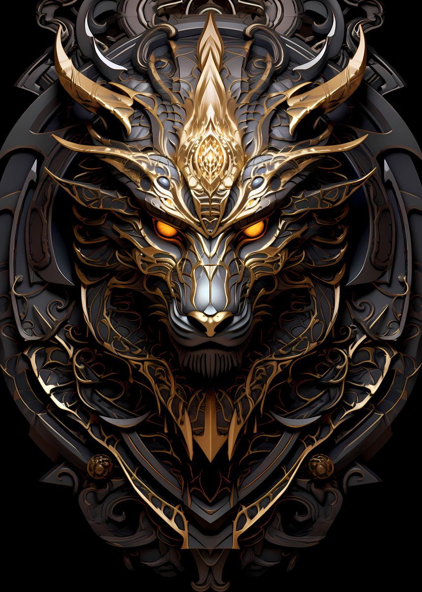 'Golden Serpent Sovereign' Poster, picture, metal print, paint by Luong ...