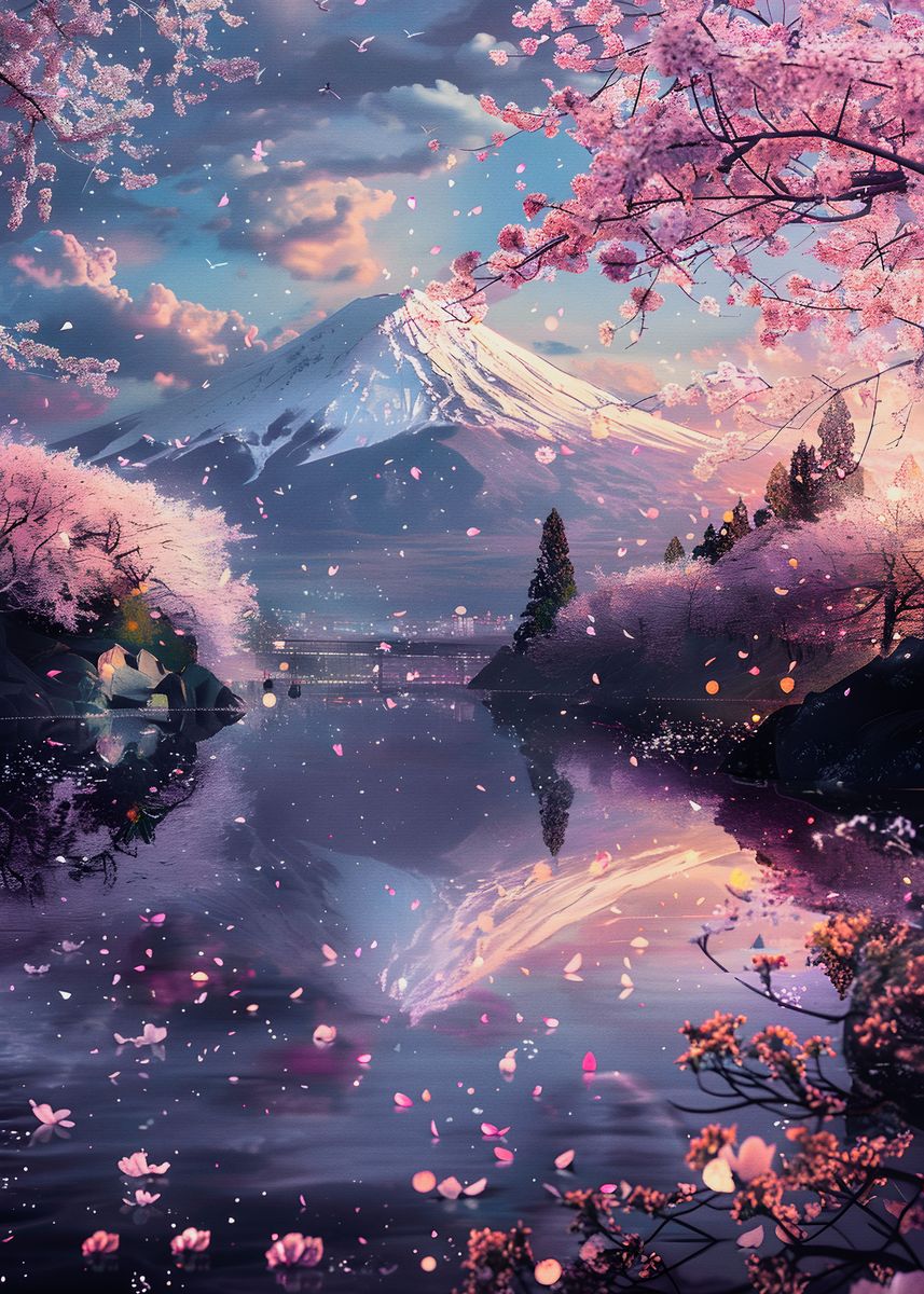 'Fuji Mount reflection' Poster, picture, metal print, paint by Muhammad ...