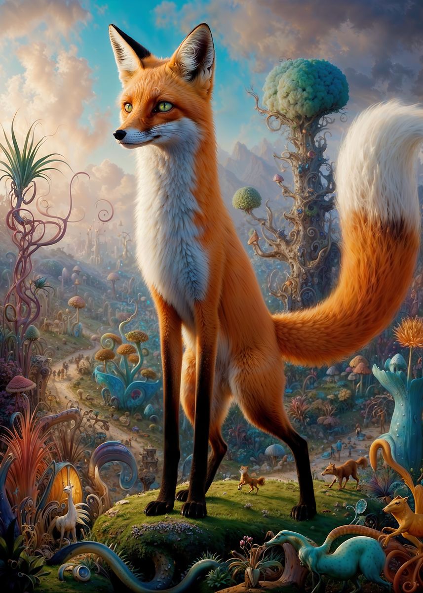 'Mystical Fox Encounters' Poster, picture, metal print, paint by Mudge ...