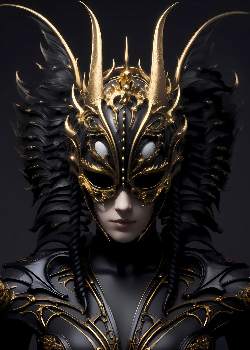 'Divine Mask of Gold' Poster, picture, metal print, paint by Luong Phat ...