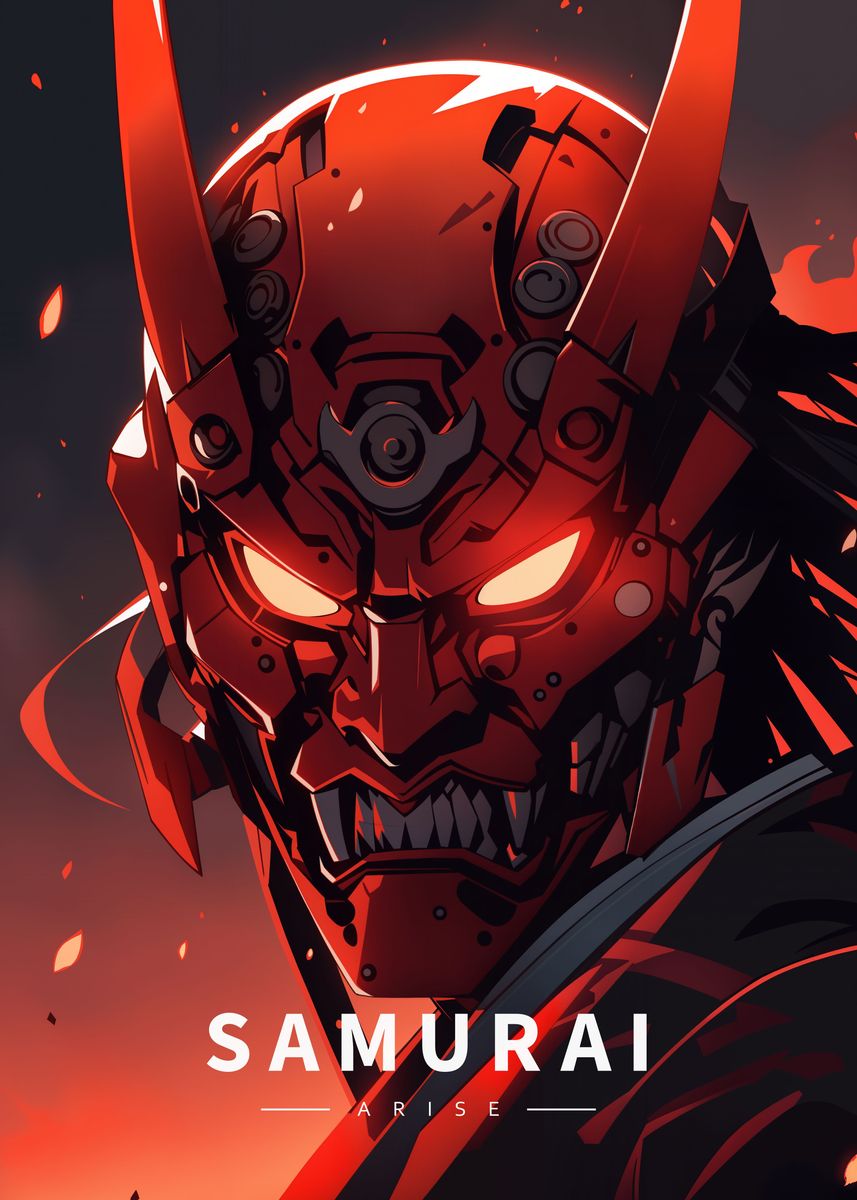 'Red Samurai' Poster, picture, metal print, paint by Lukasz Kobylka ...