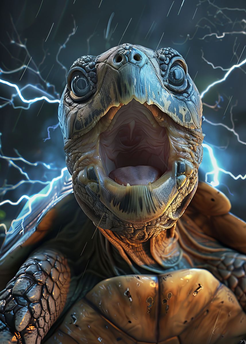 'Turtle Lightning' Poster, picture, metal print, paint by Henning ...