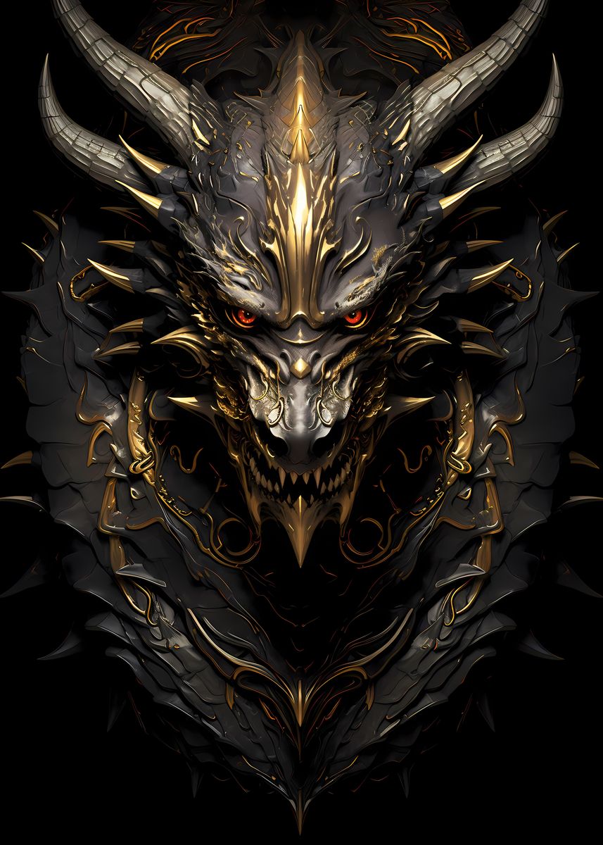 'Golden Dragon Overlord' Poster, picture, metal print, paint by Luong ...