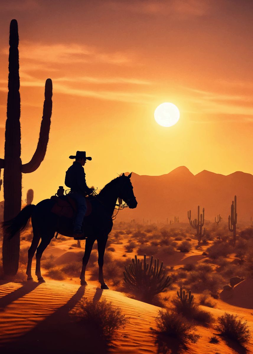 'Cowboy in the desert' Poster, picture, metal print, paint by nguyencao ...