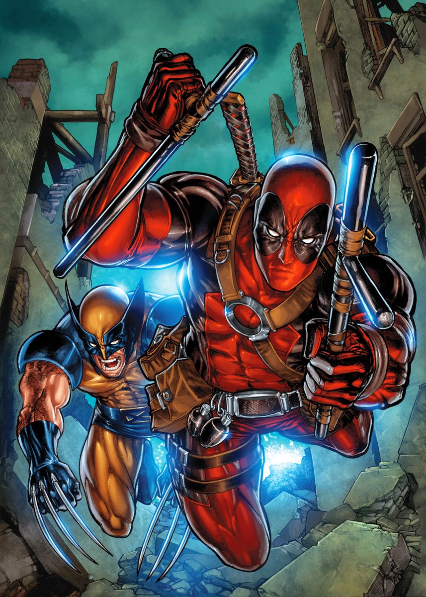 'Deadpool Wolverine Glow' Poster, picture, metal print, paint by Marvel ...