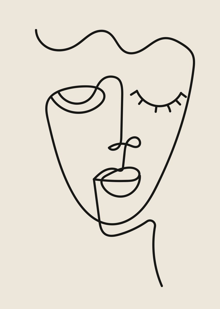 'Sad Woman face line art' Poster, picture, metal print, paint by Human ...