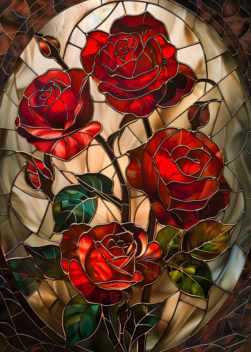 'Radiant Red Roses' Poster, picture, metal print, paint by Dennex ...