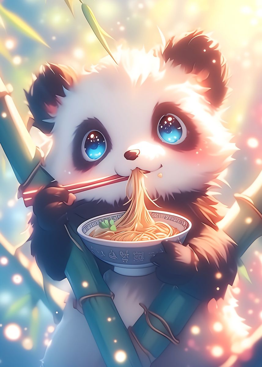 'Bamboo Panda Ramen' Poster, picture, metal print, paint by ...