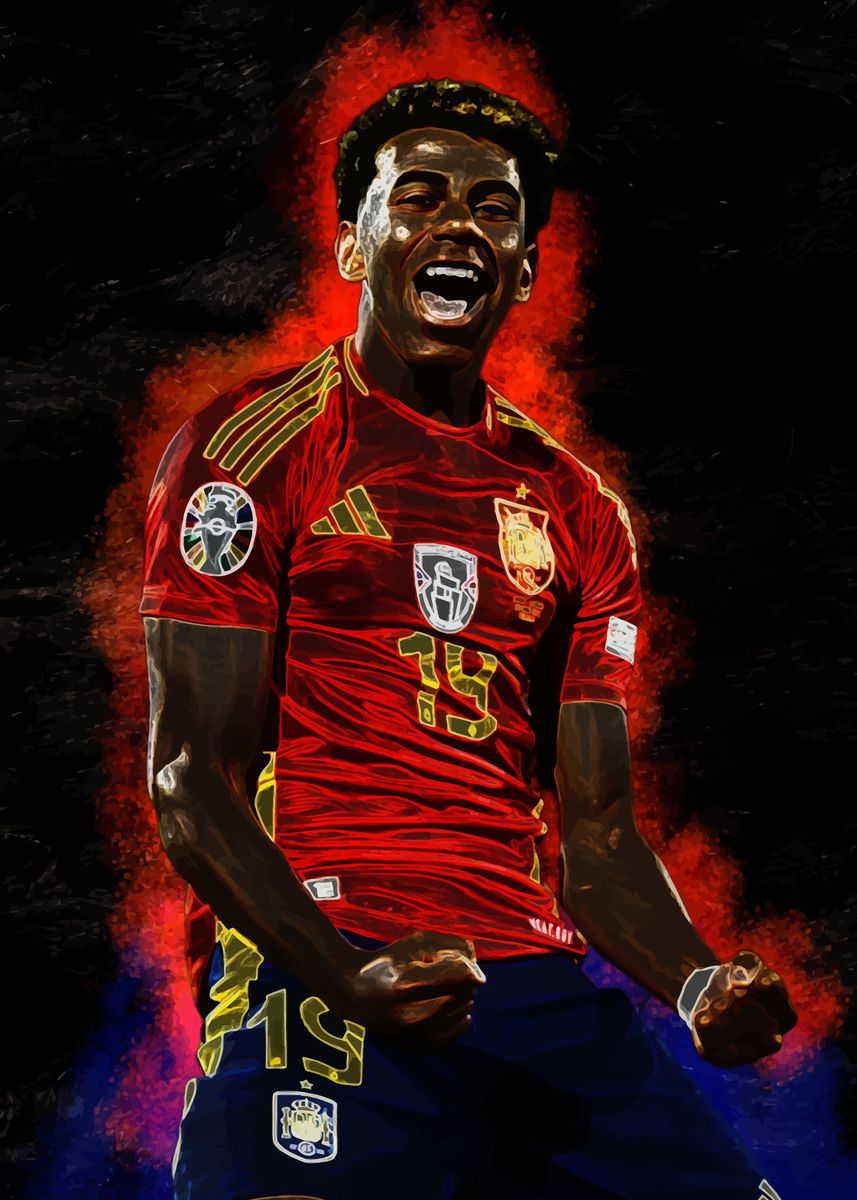 'Lamine Yamal Neon' Poster, picture, metal print, paint by MASTER ...