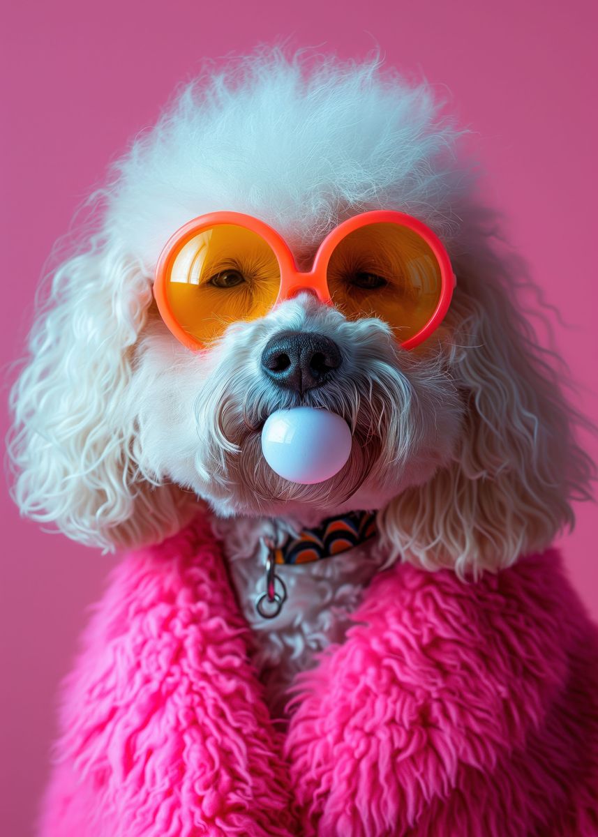 'Poodle bubblegum' Poster, picture, metal print, paint by Vitaliy ...