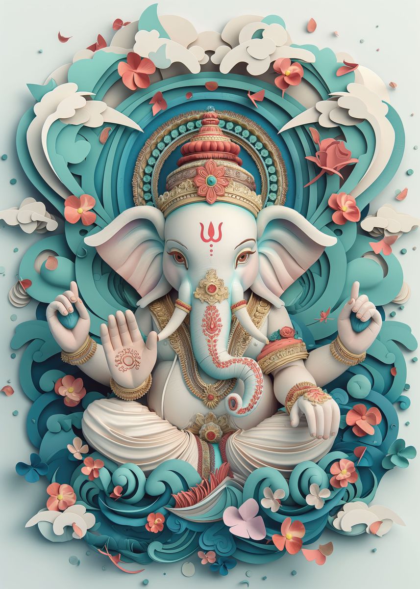 'Ganesha Paper Art' Poster, picture, metal print, paint by Nathapol ...