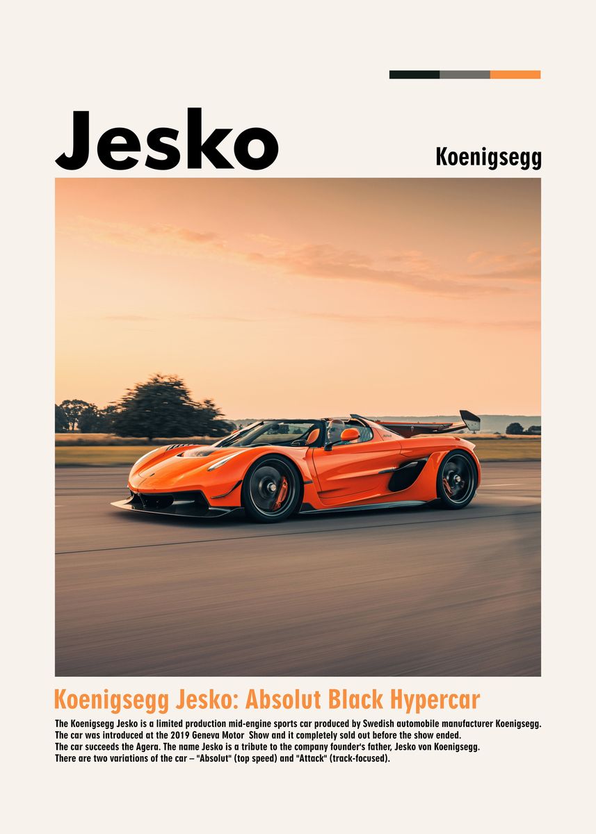 'Koenigsegg Jesko' Poster, picture, metal print, paint by Logi Logic ...