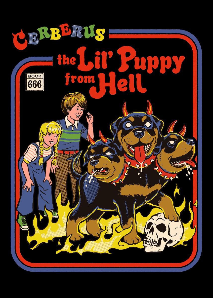 'Cerberus Puppy' Poster, picture, metal print, paint by Steven Rhodes | Displate