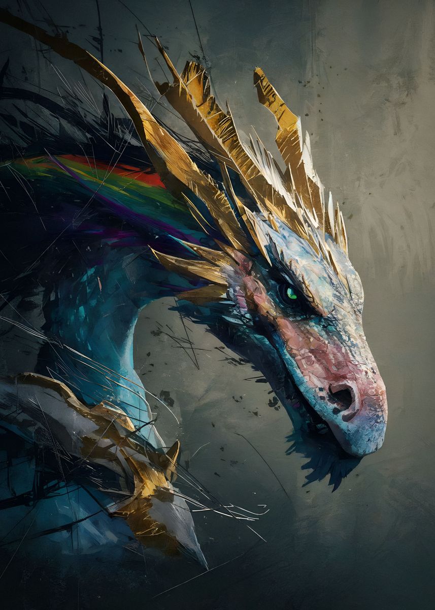 'Dragon' Poster, picture, metal print, paint by Lukasz Kobylka | Displate
