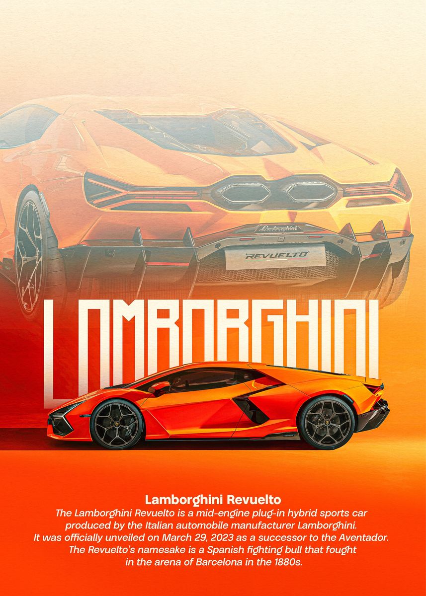 'Lamborghini Revuelto' Poster, picture, metal print, paint by Lee Rocks ...