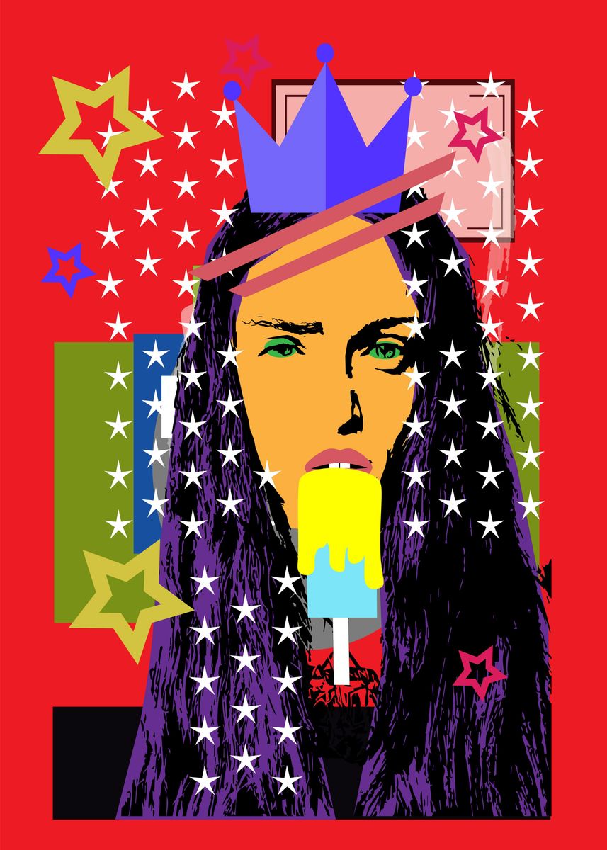 'Queen with crown eating i' Poster, picture, metal print, paint by Tea ...