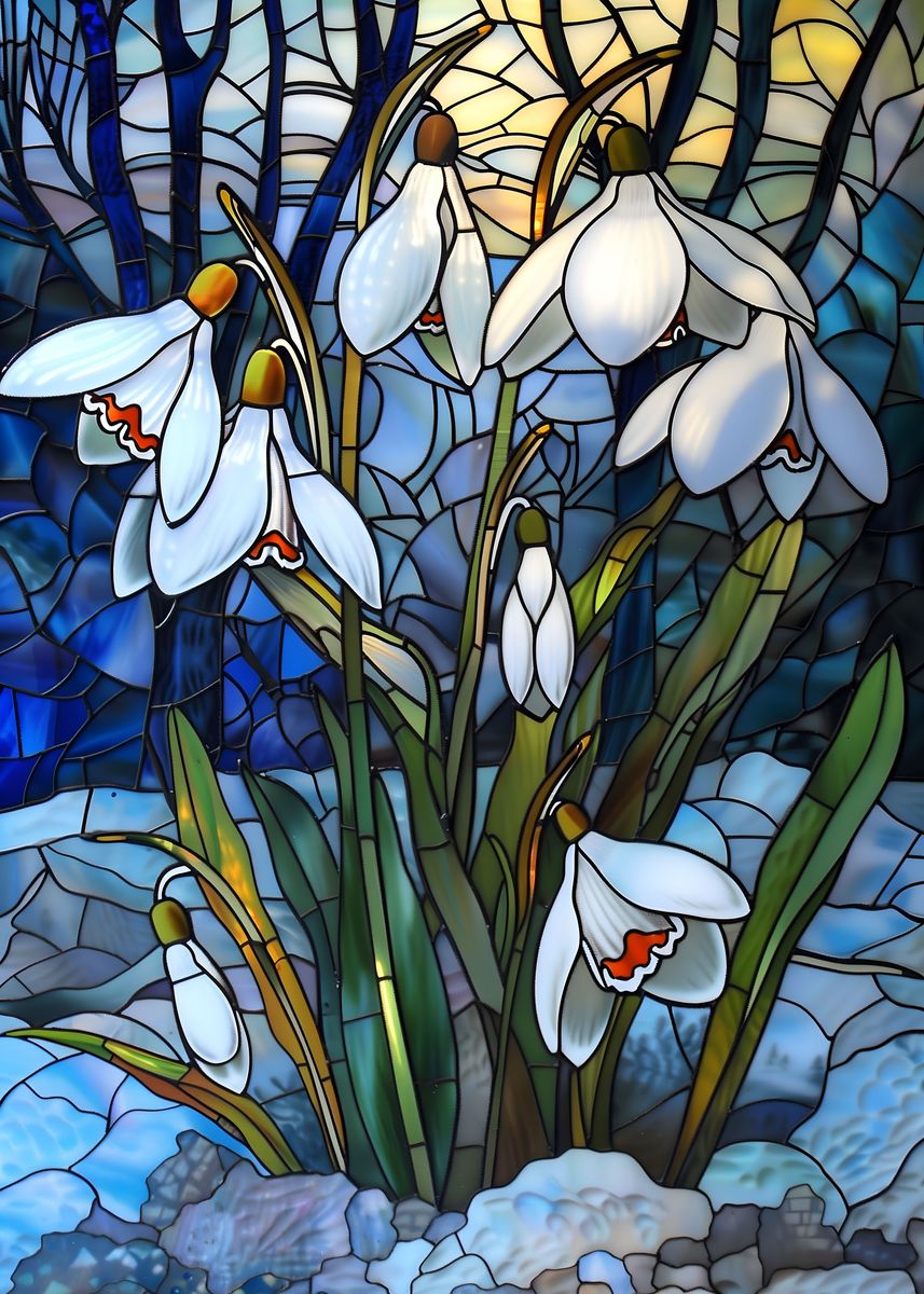 'Snowdrops in Spring' Poster, picture, metal print, paint by Dennex ...