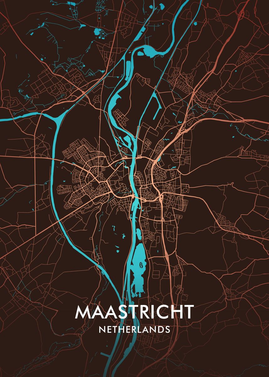 'Maastricht City Map' Poster, picture, metal print, paint by Miracle ...