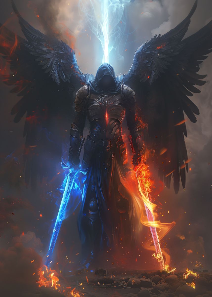 'Warrior of Light and Dark' Poster, picture, metal print, paint by ...