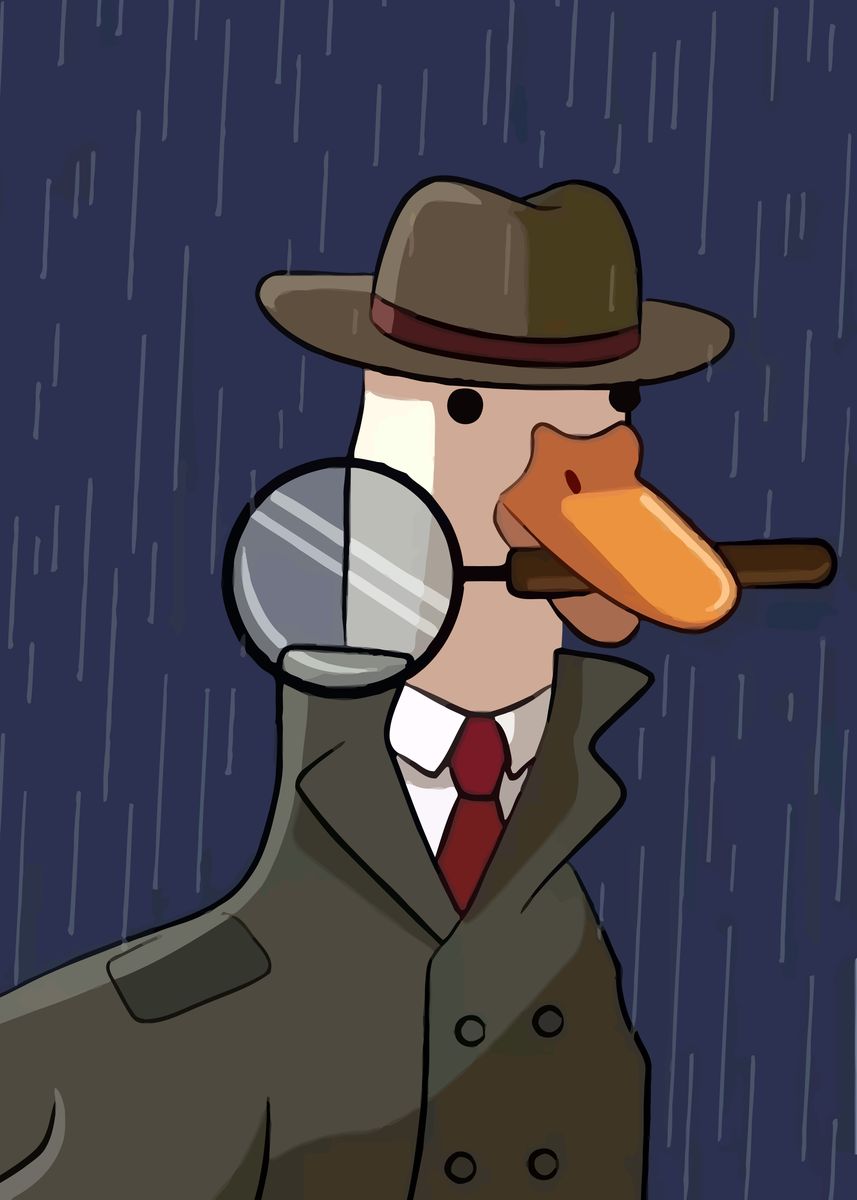 'Goose Game Ducktective' Poster, picture, metal print, paint by MIROKU | Displate