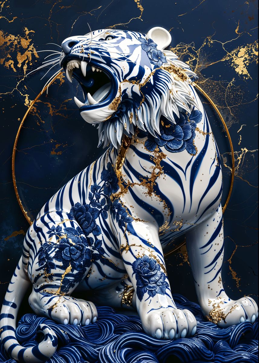 'Gilded Porcelain Tiger' Poster, picture, metal print, paint by ...