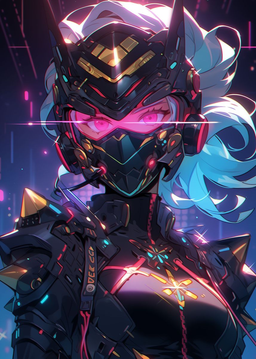 'futuristic neon girl' Poster, picture, metal print, paint by David ...