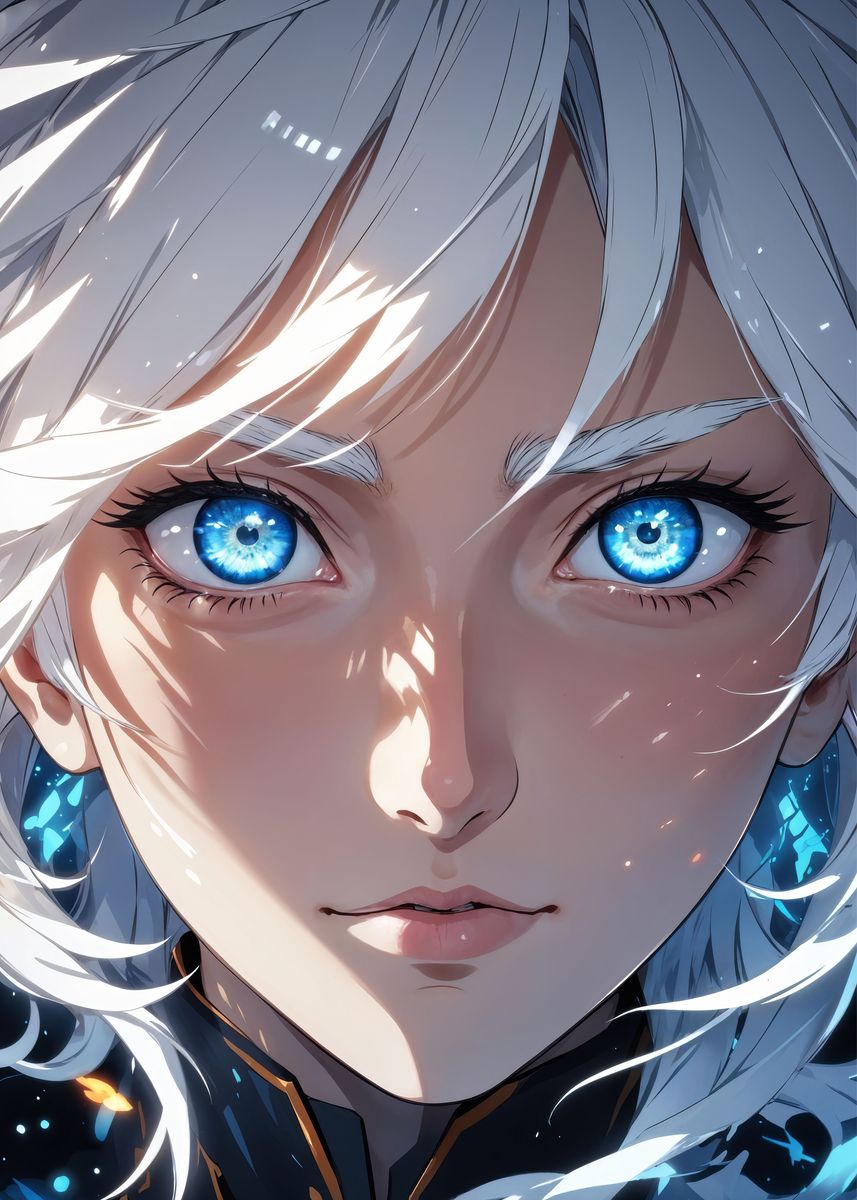 'anime girl blue eyes Monga' Poster, picture, metal print, paint by ...