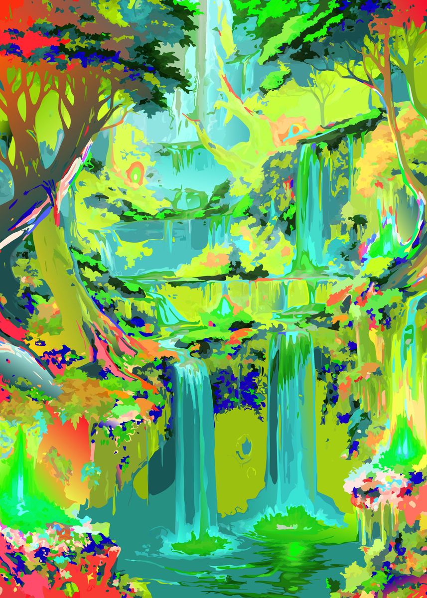 'Waterfall Nature Abstract' Poster, picture, metal print, paint by Art ...