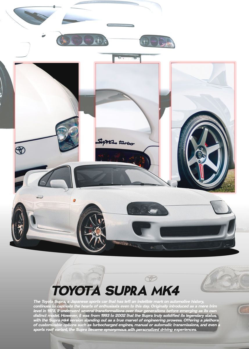 'White Supra mk4 Car' Poster, picture, metal print, paint by your ...