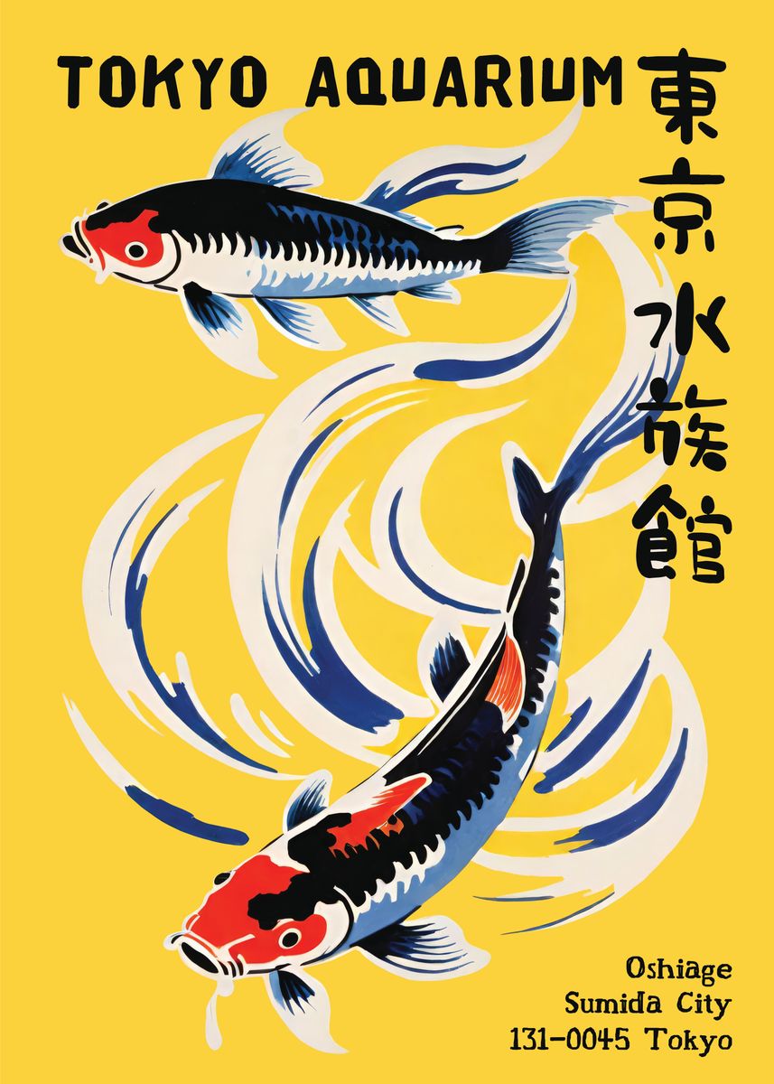 'Koi Fish Tokyo Poster' Poster, picture, metal print, paint by ...