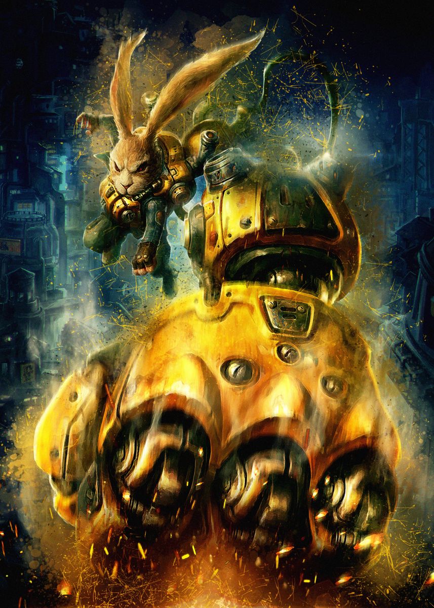 'rabbit death blow' Poster, picture, metal print, paint by nawangza ...